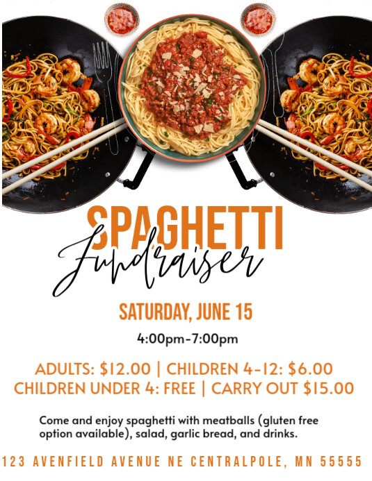 Editable Spaghetti Dinner Flyer Template | PosterMyWall