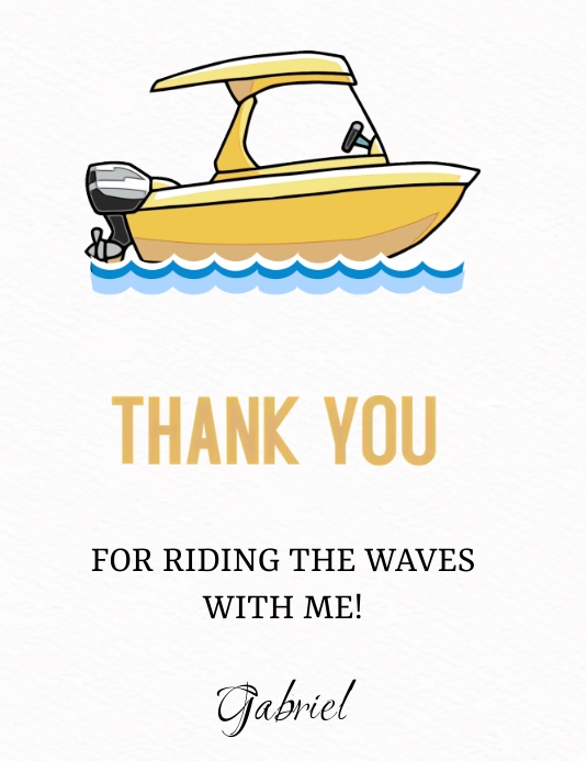 Editable Speedboat Thank You Tag Template | PosterMyWall