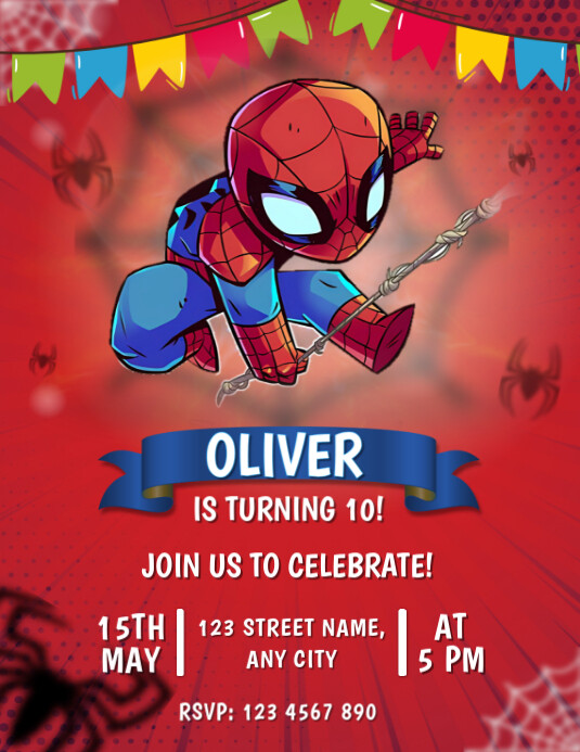 Editable Spiderman Toy Birthday Invitation Template | PosterMyWall