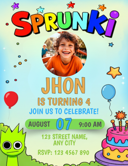 Editable Sprunki birthday invitation Template | PosterMyWall