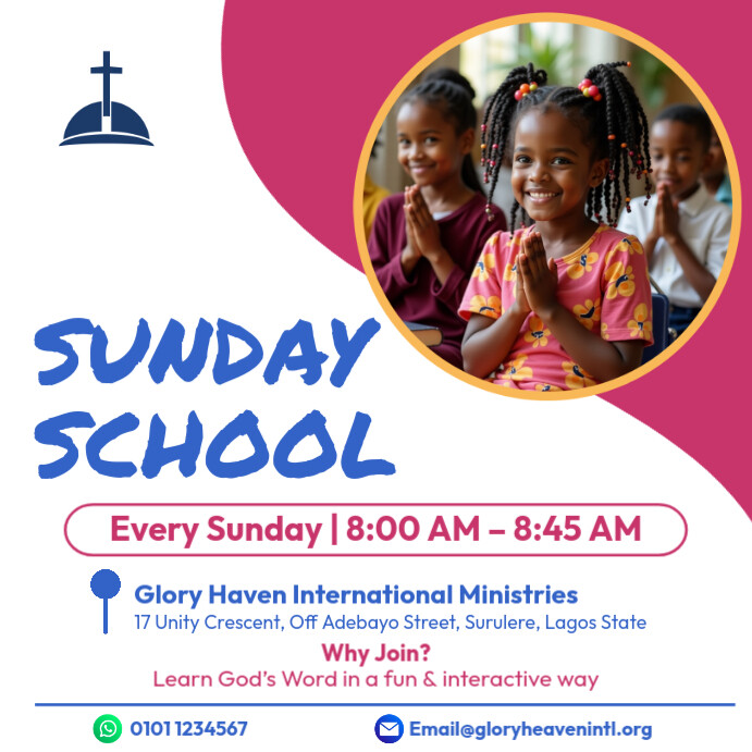 Copy of Editable Sunday School Flyer Modern Church Design Children’s ...