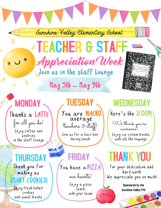 Modèle Editable Teacher Appreciation Week Flyer Template | PosterMyWall