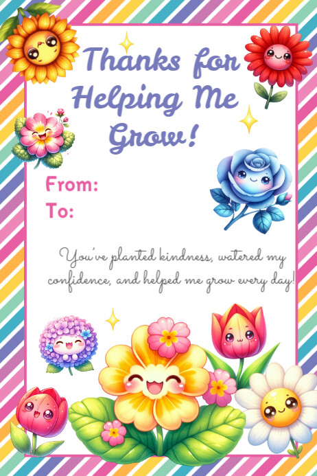 editable Thank you for helping me grow Template | PosterMyWall