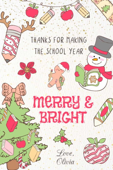 Editable Thank You Kids School Christmas Gift Tag Template | PosterMyWall