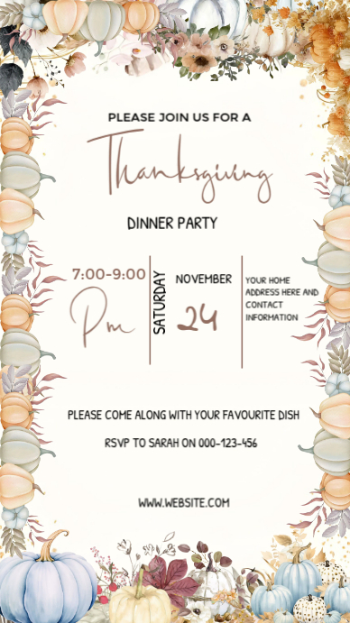 Editable Thanksgiving Dinner Invitation Template | PosterMyWall