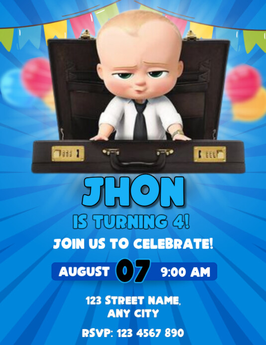 Editable The Boss Baby Birthday invitation Template | PosterMyWall