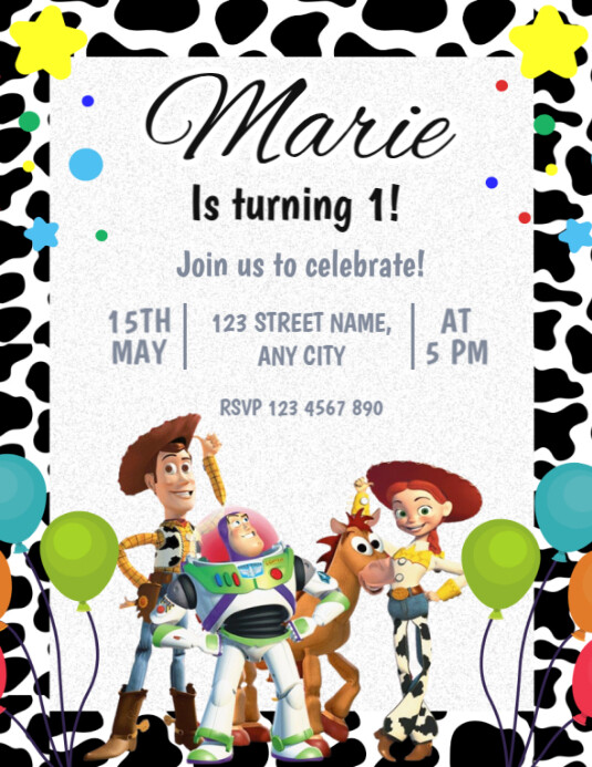 Editable Toy Story Birthday Invitation templaat | PosterMyWall