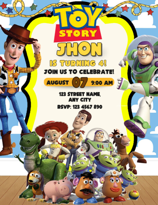 Editable Toy Story Birthday Invitation Template | PosterMyWall