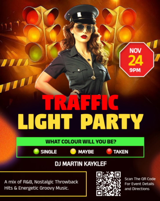Editable Traffic Light Party Flyer Template | PosterMyWall
