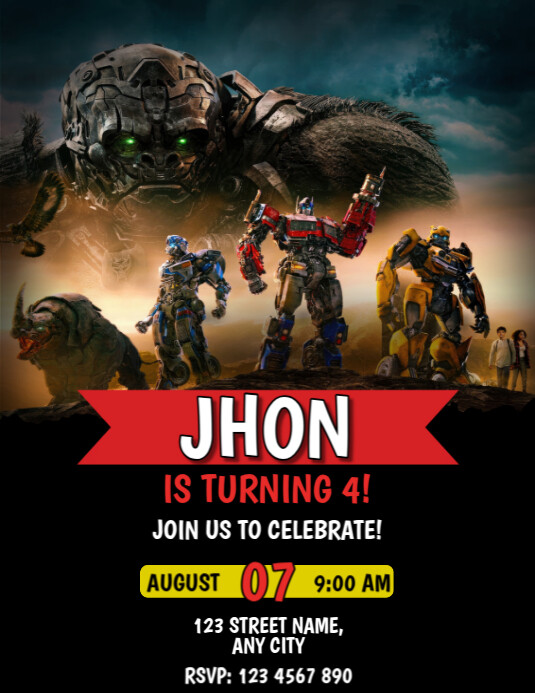 Modèle Editable Transformers Birthday Invitation | PosterMyWall