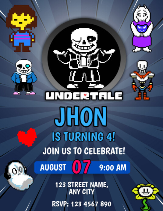 Copy of Editable Undertale BIrthday Invitation | PosterMyWall