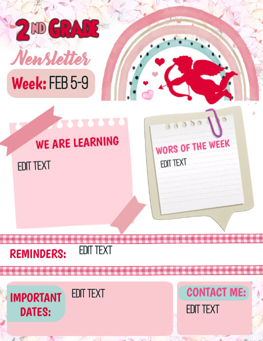 EDITABLE Valentine's Day Classroom Newsletter Template | PosterMyWall