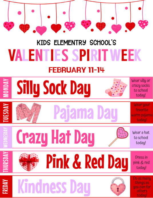 Editable-valentine's-day-spirit-week-flyer Template | PosterMyWall
