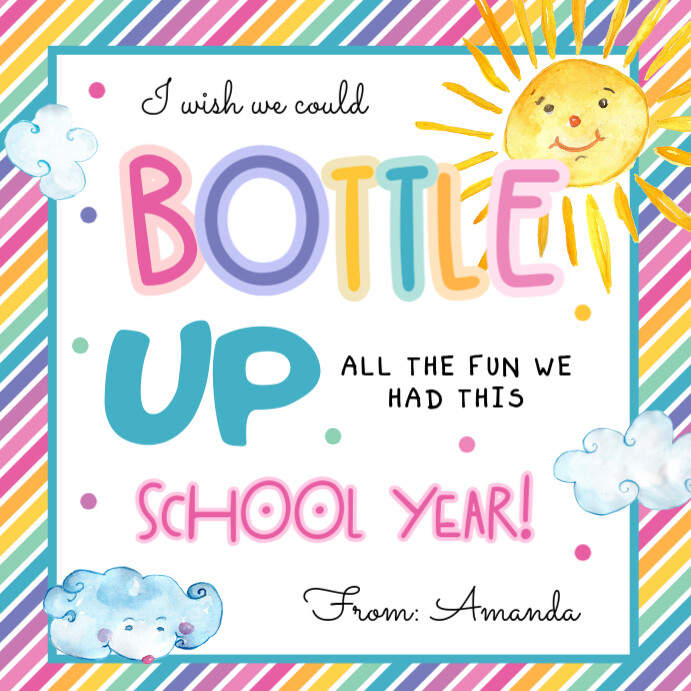 EDITABLE Water Bottle Gift Tags Template | PosterMyWall