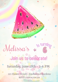 Editable watermelon Birthday Invitation Template | PosterMyWall