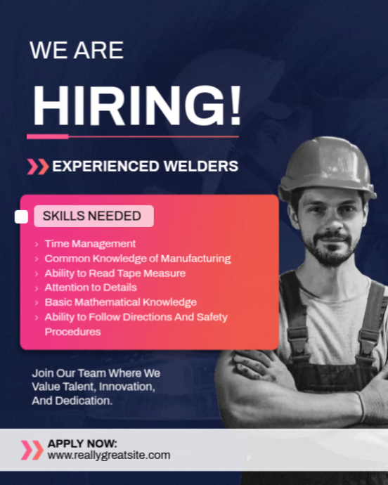 Copy of Editable Welder & Skilled Trades Hiring Flyer | PosterMyWall