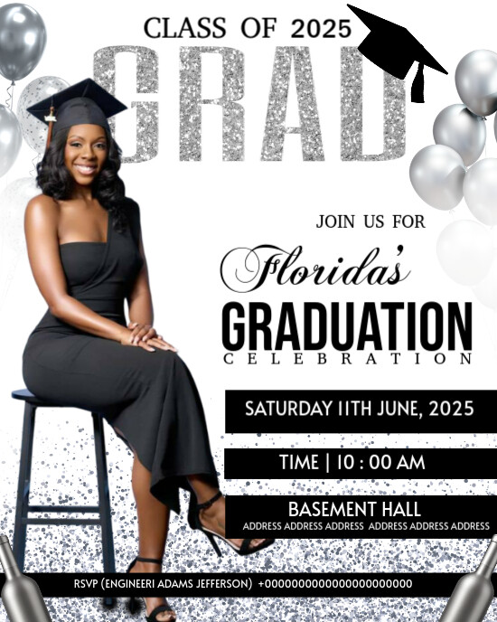 Copy of Editable white and black graduation invitation template ...