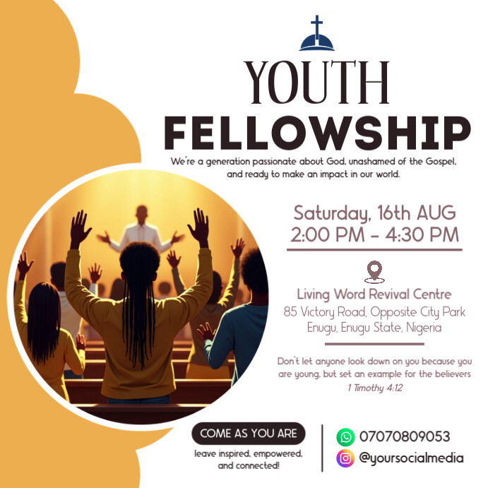 Copy of Editable Youth Fellowship Flyer Modern Church Design Youth ...