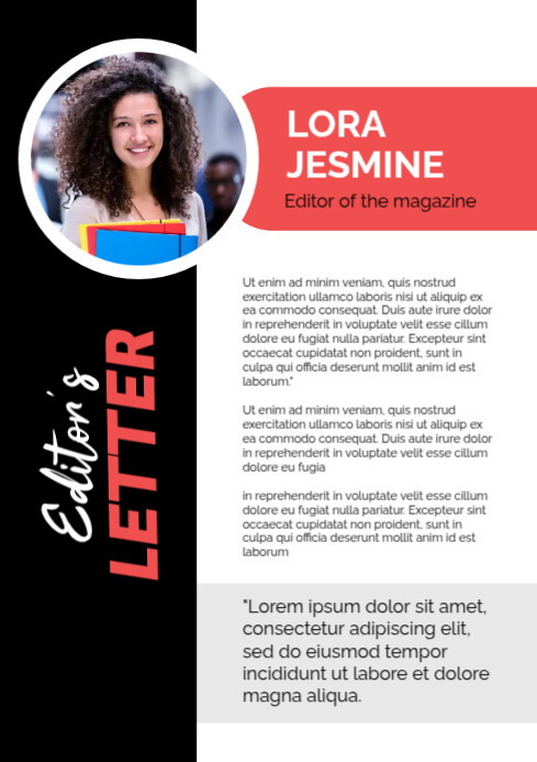 Copy of Editor's Letter page layout template | PosterMyWall