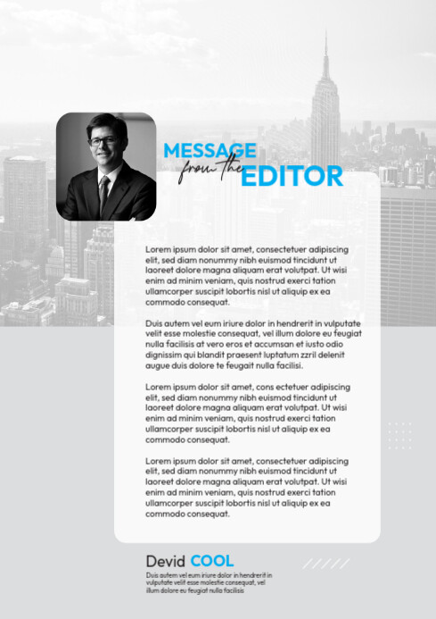 Copy of editor's letter page template | PosterMyWall