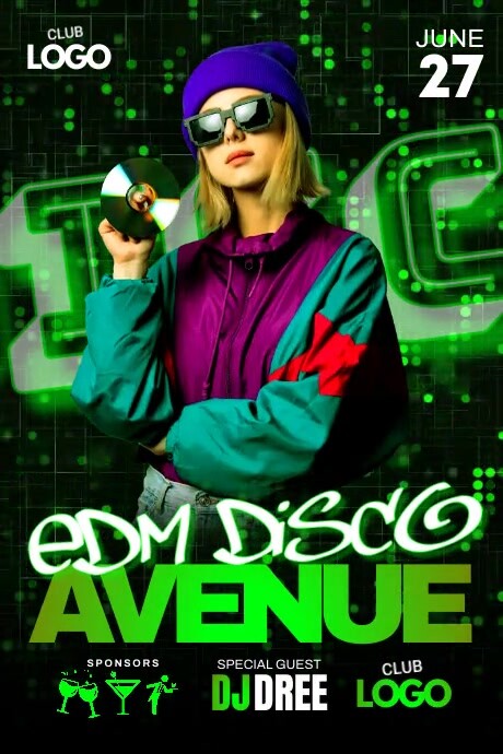 Edm Disco Party Ads templaat | PosterMyWall