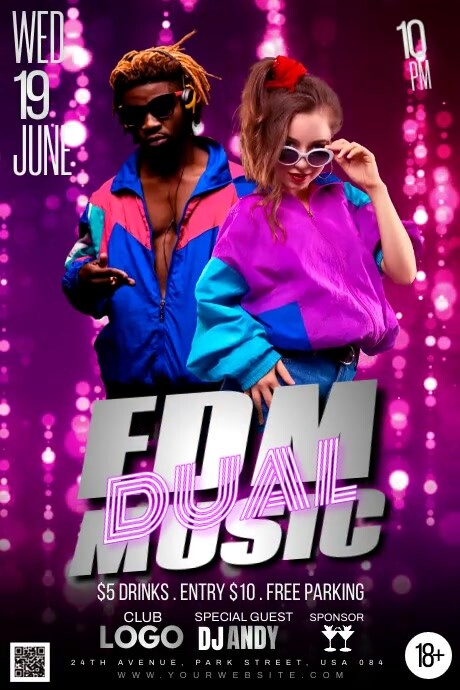 EDM Dual Music Template | PosterMyWall