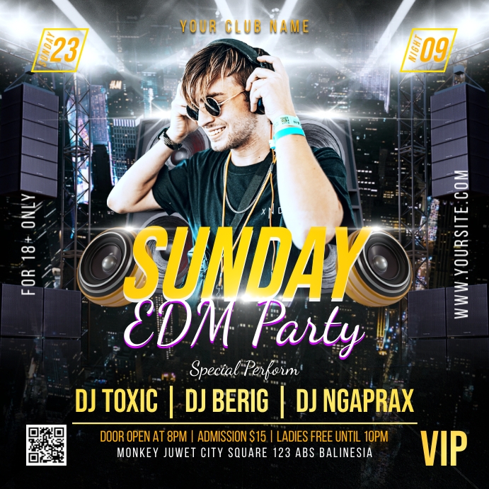 EDM Party Flyer Instagram Post Template | PosterMyWall
