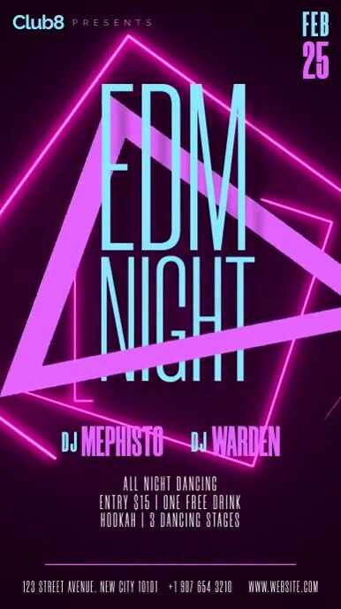 EDM Party Night Instagram Video Flyer Template | PosterMyWall