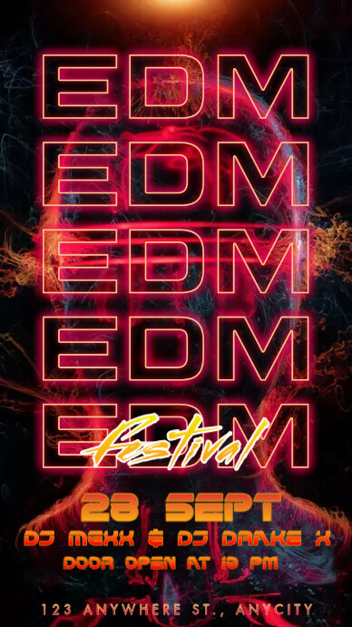 EDM Red Festival Party Template | PosterMyWall