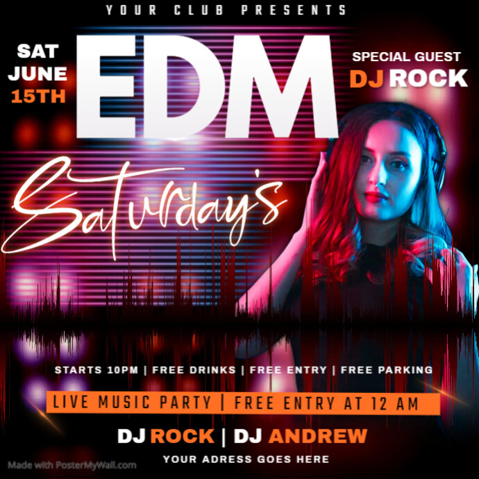 Copy of edm saturday night club party | PosterMyWall