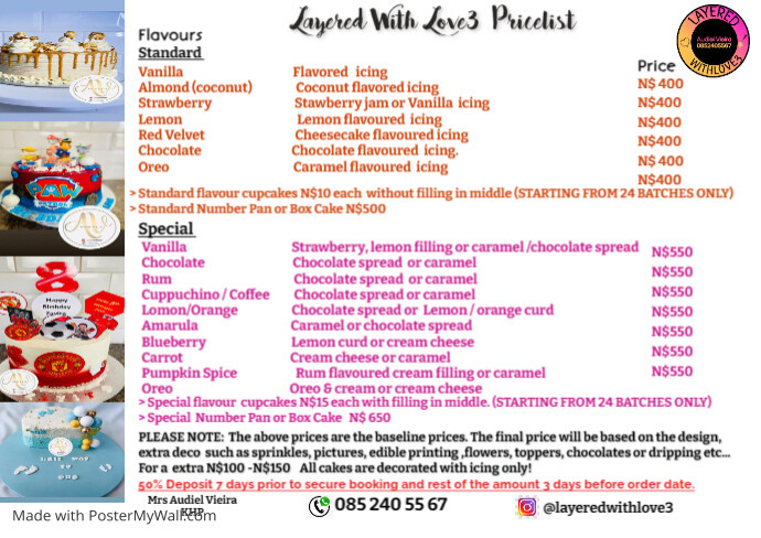 Copy of Bakery Price Pricing List Menu Offers Card | PosterMyWall