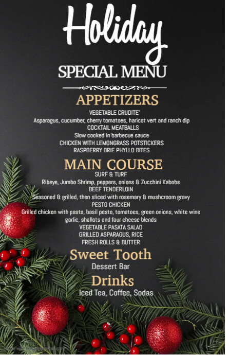 christmas menu, christmas, menu | PosterMyWall