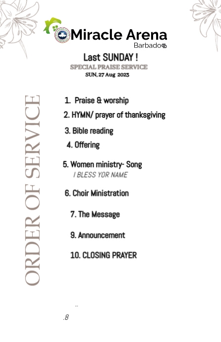 Brown Floral Order of Service Template (1) | PosterMyWall