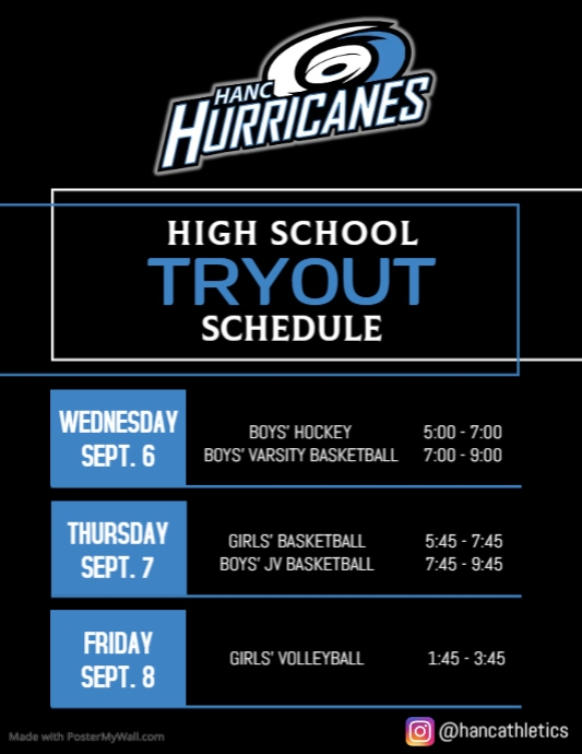 HS Tryouts Fall 2023 | PosterMyWall