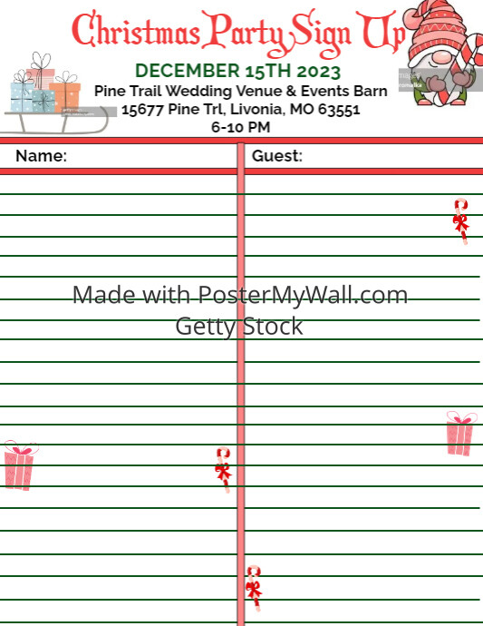 Christmas Holiday party poster sign up sheet | PosterMyWall
