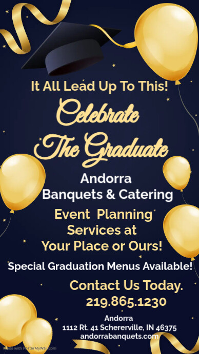 Blue and yellow Grad party for school | PosterMyWall