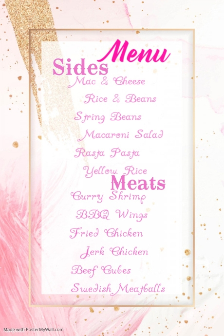 Copy of Pink and Gold Menu Template | PosterMyWall