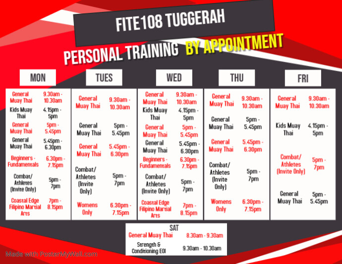 Copy of Copy of Gym Timetable Template (1) | PosterMyWall