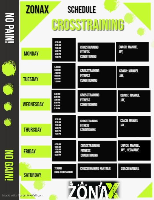 Copy of Fitness Classes Schedule | PosterMyWall