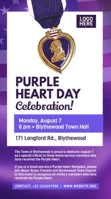 Purple Heart Day Celebration Story Template | PosterMyWall
