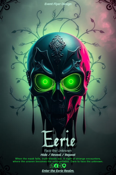 Eerie Neon Mask – Vintage Gothic Drip Poster Template | PosterMyWall