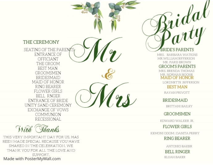 Wedding Program | PosterMyWall
