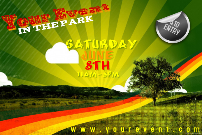 Park Tree Retro Grunge Rainbow Park Environment Ad Wall Decor Poster ...