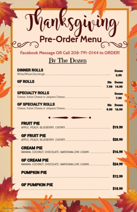 thanksgiving menu | PosterMyWall