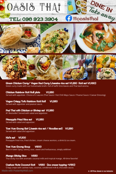 Copy of Lunch Menu Eng Tax inclusive | PosterMyWall