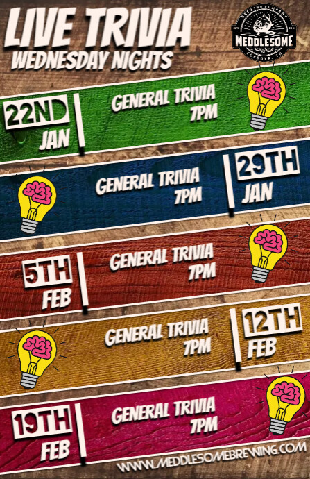 Trivia schedule feb 2024 (2) | PosterMyWall