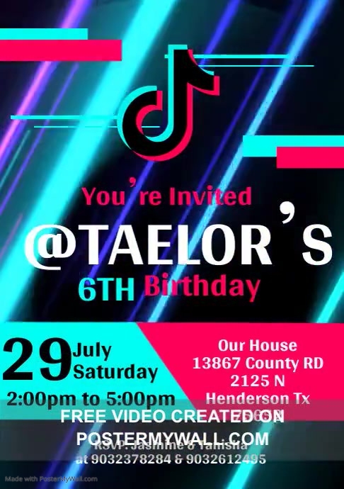 Tik Tok Birthday Invitation | PosterMyWall
