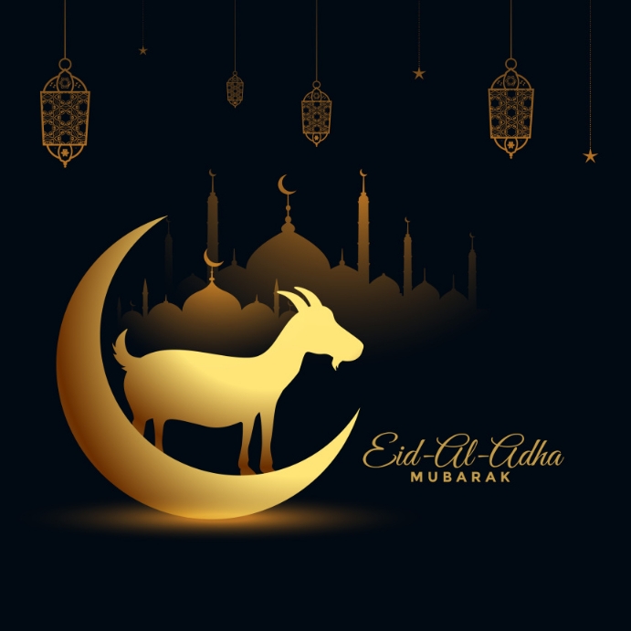 Copy of Eid AL adha black golden sheep Bakrid | PosterMyWall