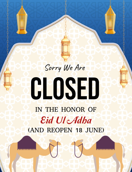Eid Al adha closed Template | PosterMyWall