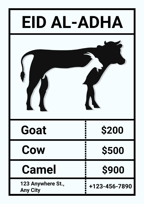 Eid Al Adha price list Template | PosterMyWall